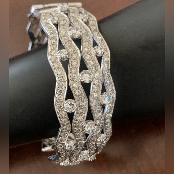 Jewelry | Dazzling Cz Bangle In Stainless Steel | Poshmark